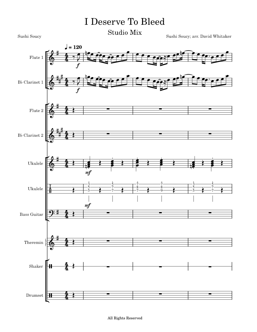 I Deserve To Bleed – Sushi Soucy Sheet Music and Tab for Flute ...