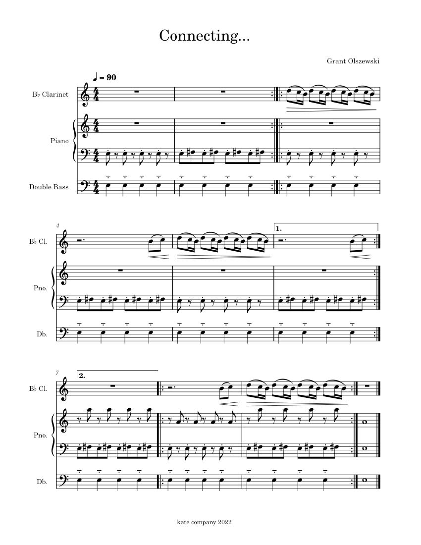 Connecting... Sheet music for Piano, Clarinet in b-flat, Contrabass ...
