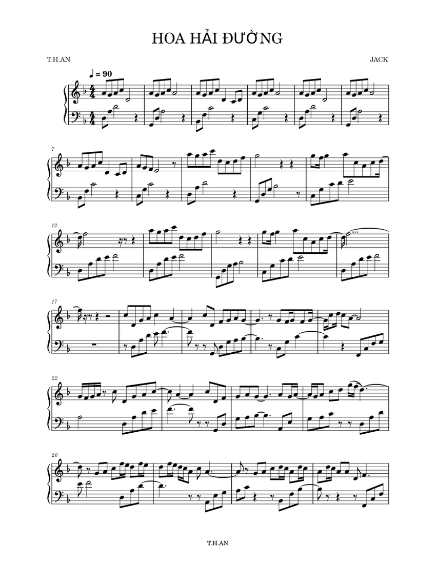 HOA HẢI ĐƯỜNG Sheet Music for Piano (Solo) | MuseScore.com