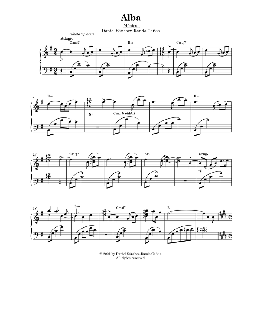 ALBA Sheet Music with Chords for Piano (Solo) | MuseScore.com