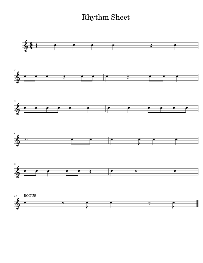 Rhythm Sheet Sheet music for Piano (Solo) Easy | Musescore.com