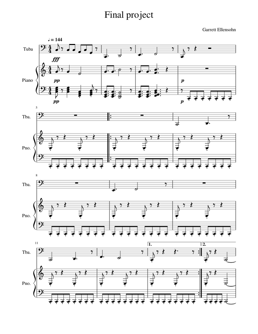 Final project Sheet music for Piano, Tuba (Solo) | Musescore.com