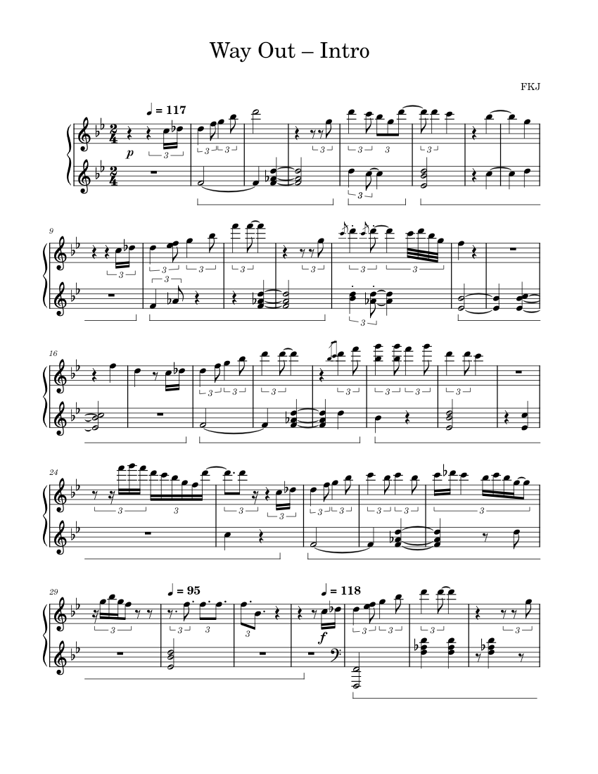 Way Out – FKJ Sheet music for Piano (Solo) | Musescore.com