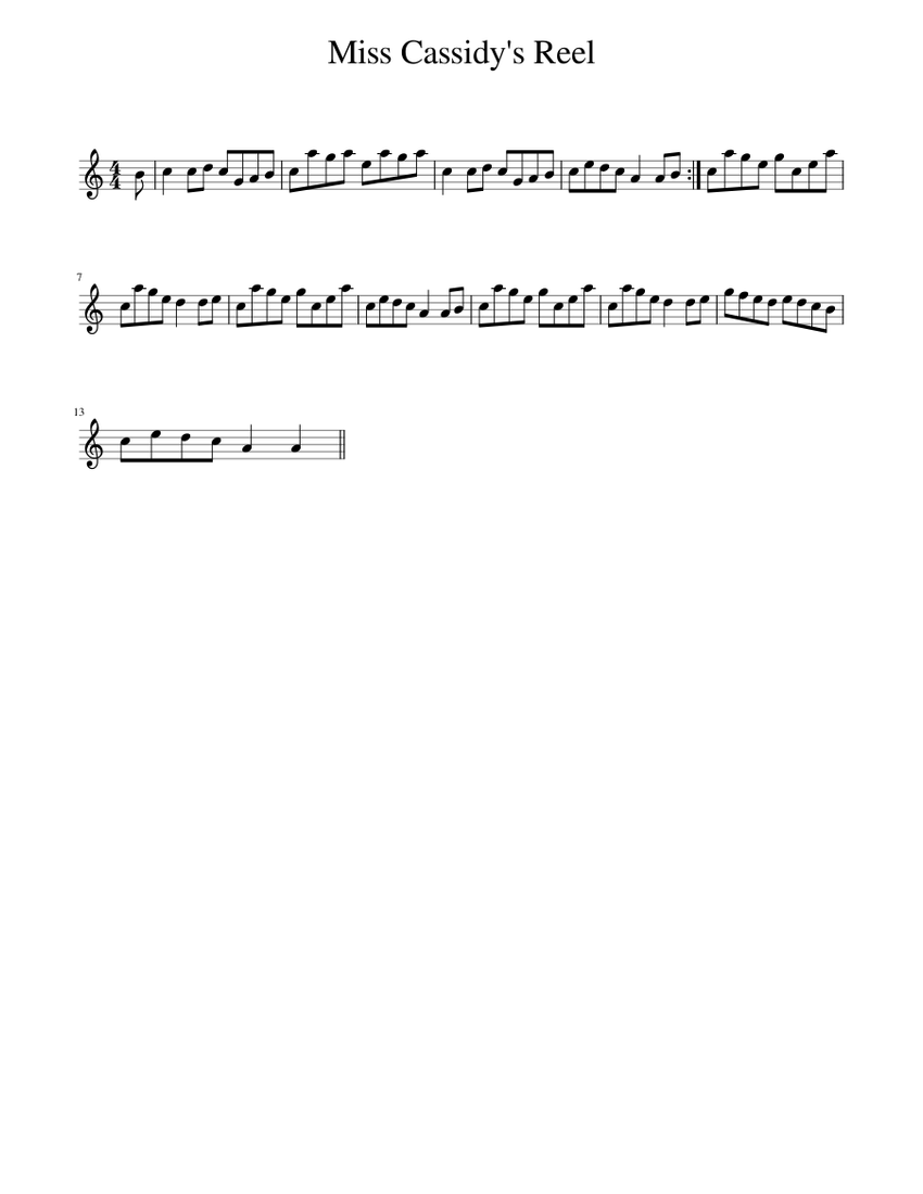 Miss Cassidy's Reel Sheet music for Piano (Solo) | Musescore.com