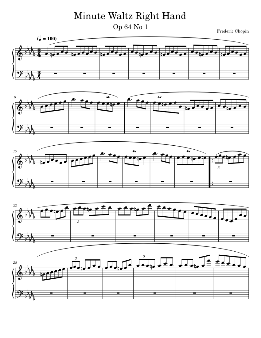 Minute Waltz RH Sheet music for Piano (Solo) Easy | Musescore.com