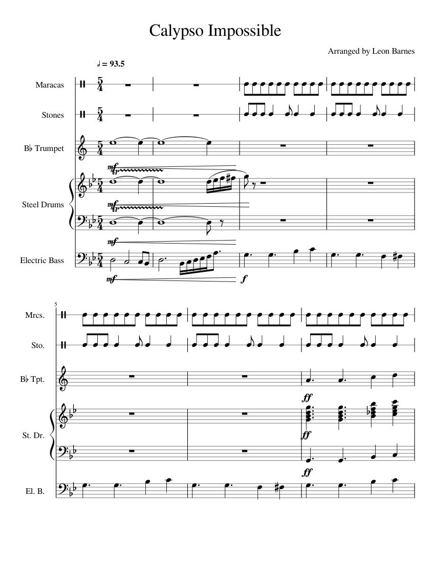 Mission Impossible (Calypso Style) Sheet Music for Trumpet in b-flat ...