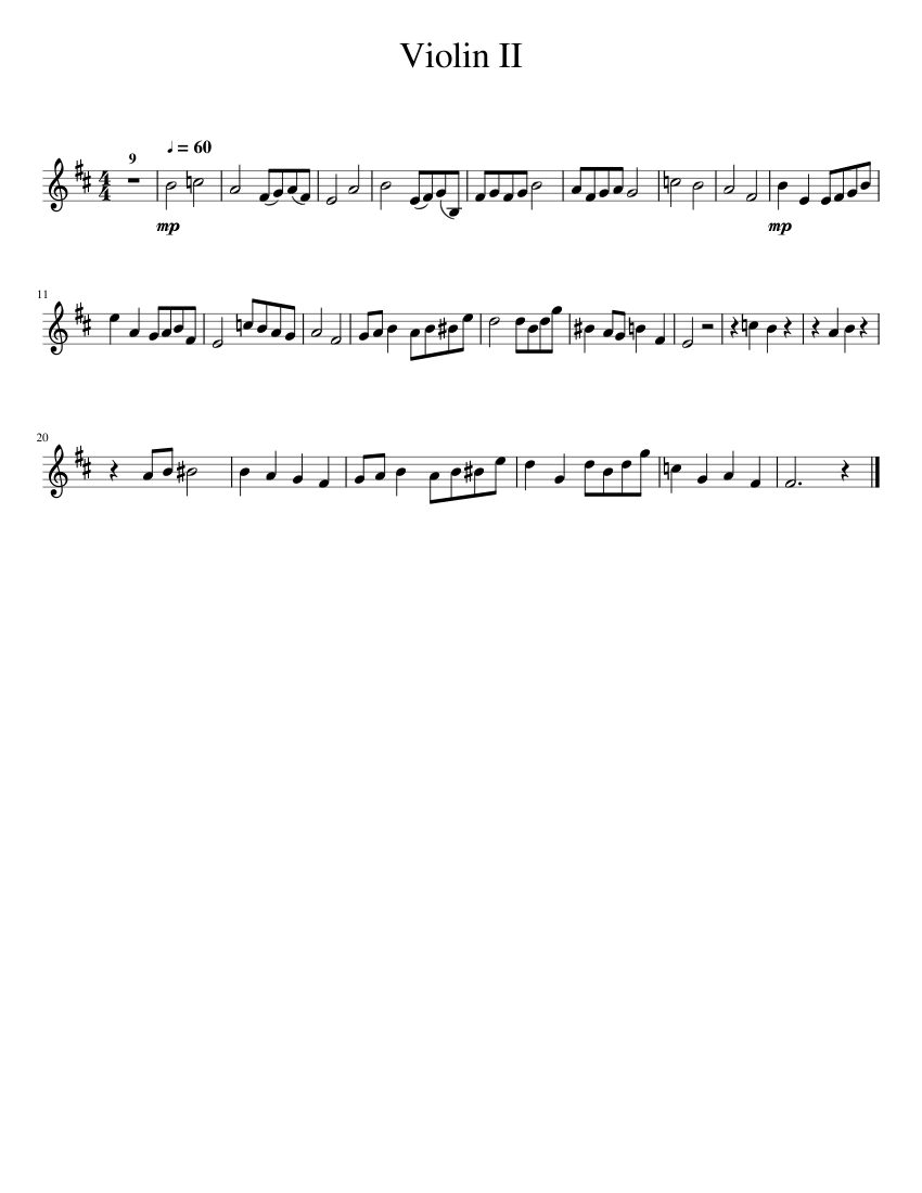 Violin II Sheet music for Violin (Solo) | Musescore.com