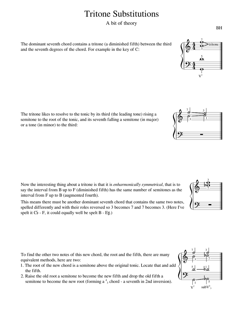 Tritone Substitutions Sheet Music for Piano (Solo) Easy | MuseScore.com
