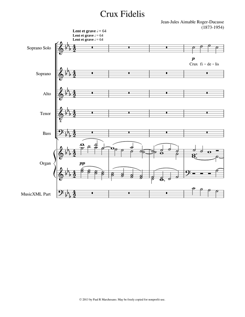 Crux fidelis - Jean Roger-Ducasse Sheet Music for Organ, Bass guitar ...