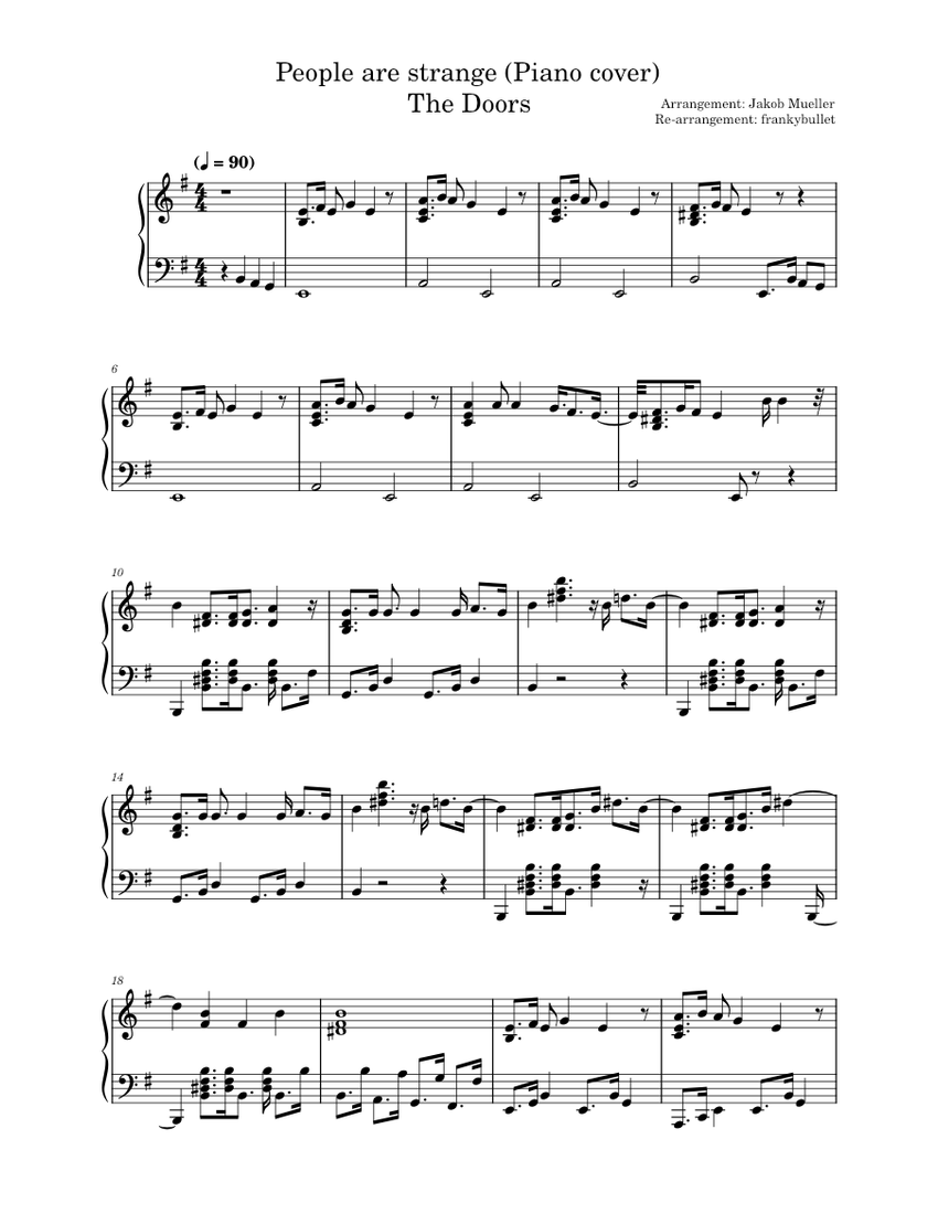 People are strange (piano cover) – The Doors Sheet Music for Piano ...