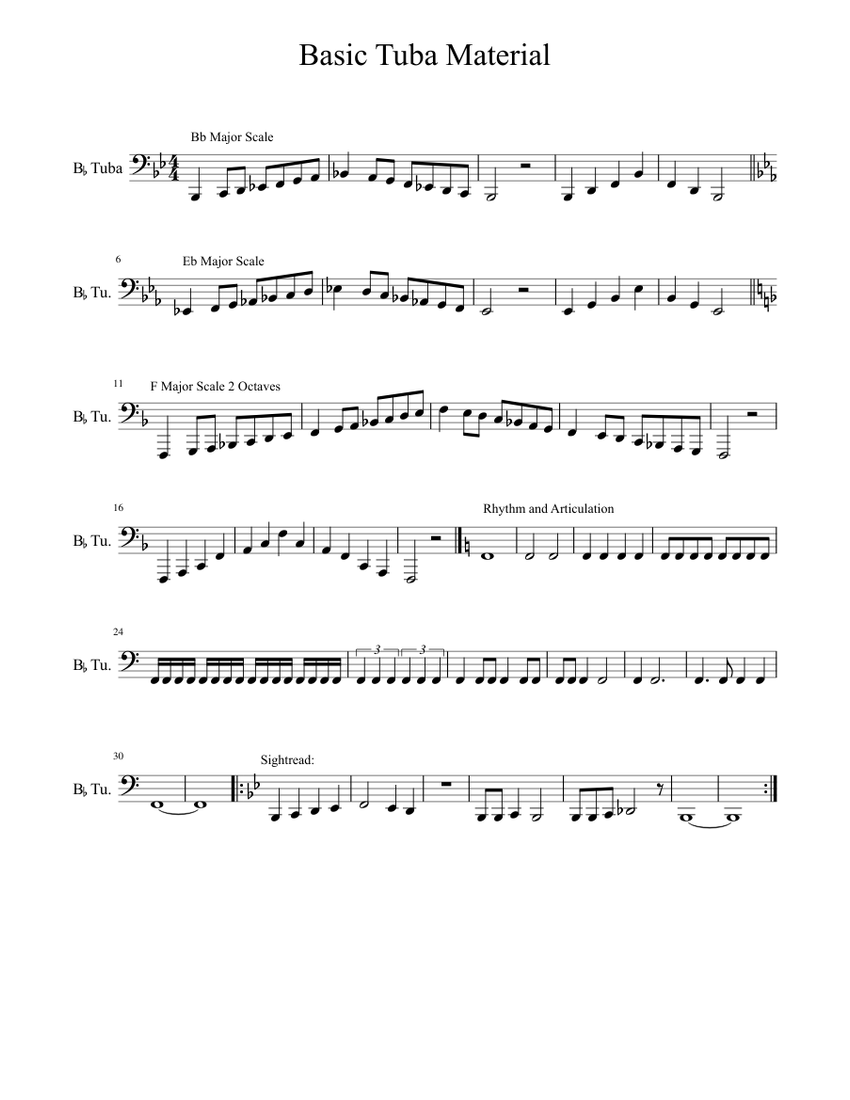 Basic Tuba Material Sheet music for Tuba (Solo) | Musescore.com