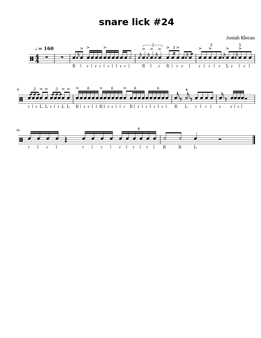 snare lick "#24" Sheet music for Snare drum (Solo) | Musescore.com