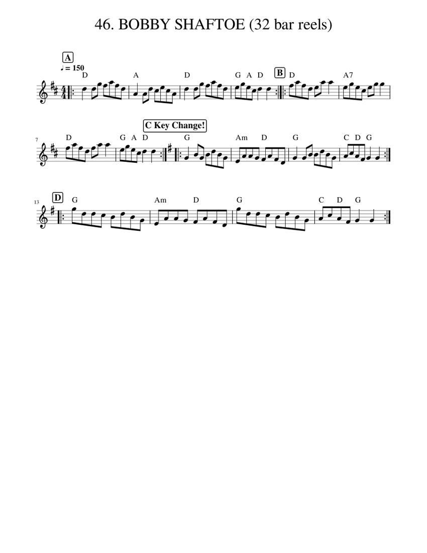 46. BOBBY SHAFTOE (32 bar reels) Sheet music for Piano (Solo) Easy ...