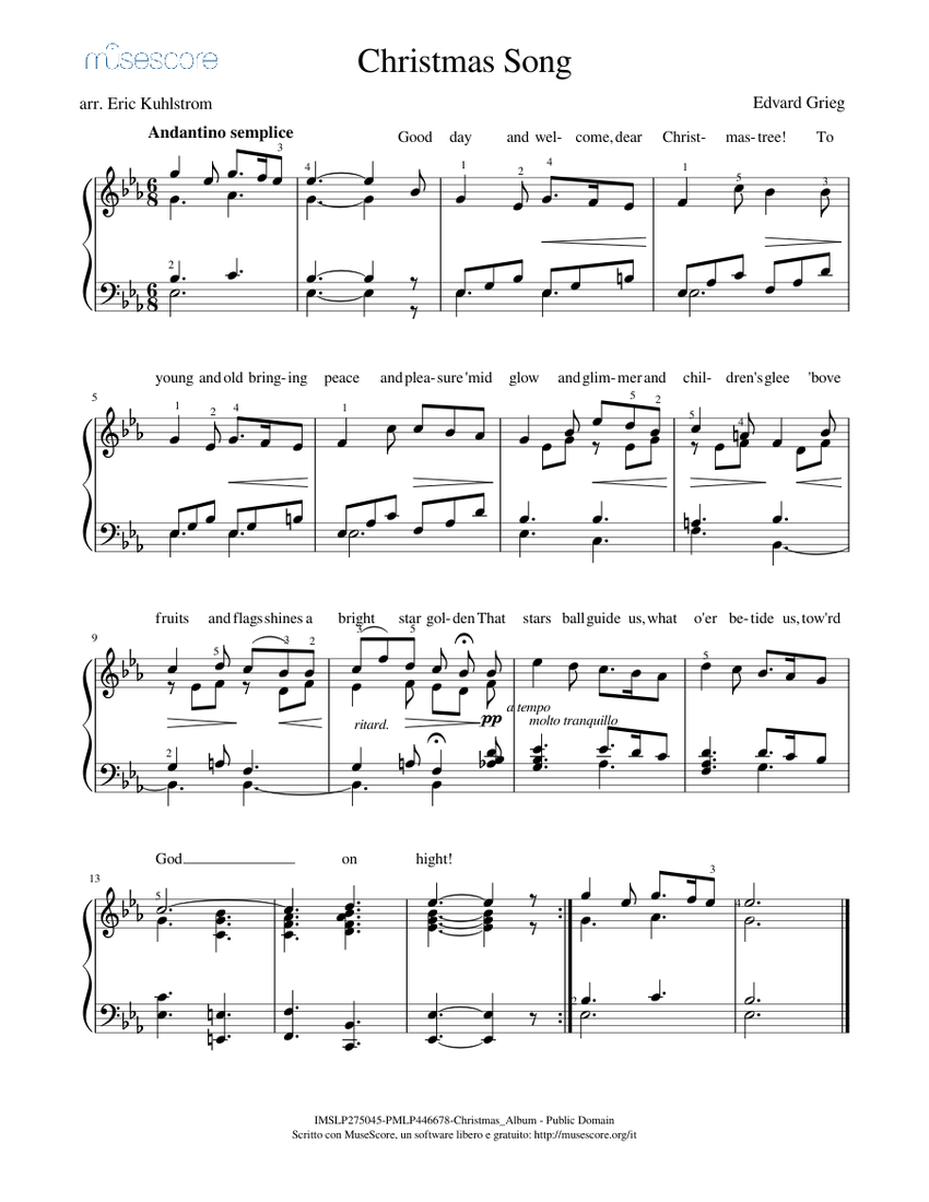 Christmas Song Sheet Music for Piano (Solo) easy | MuseScore.com