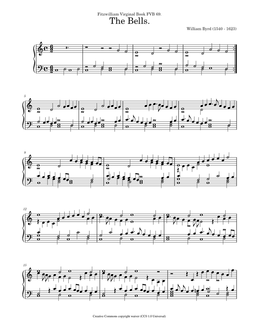 The Bells - William Byrd - FVB 69 Sheet music for Piano (Solo ...