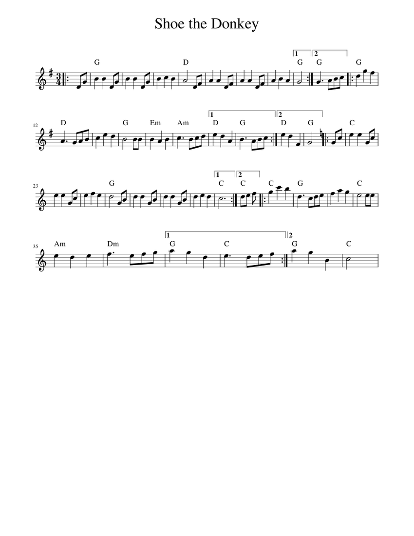 Shoe the Donkey Sheet music for Piano (Solo) Easy | Musescore.com
