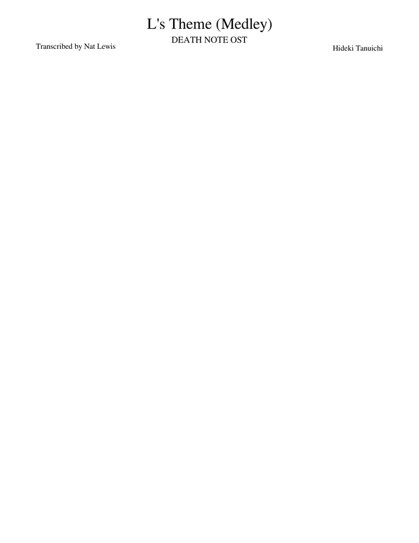 L's Theme – DEATH NOTE Sheet Music for Piano, Organ, Guitar, Bass ...