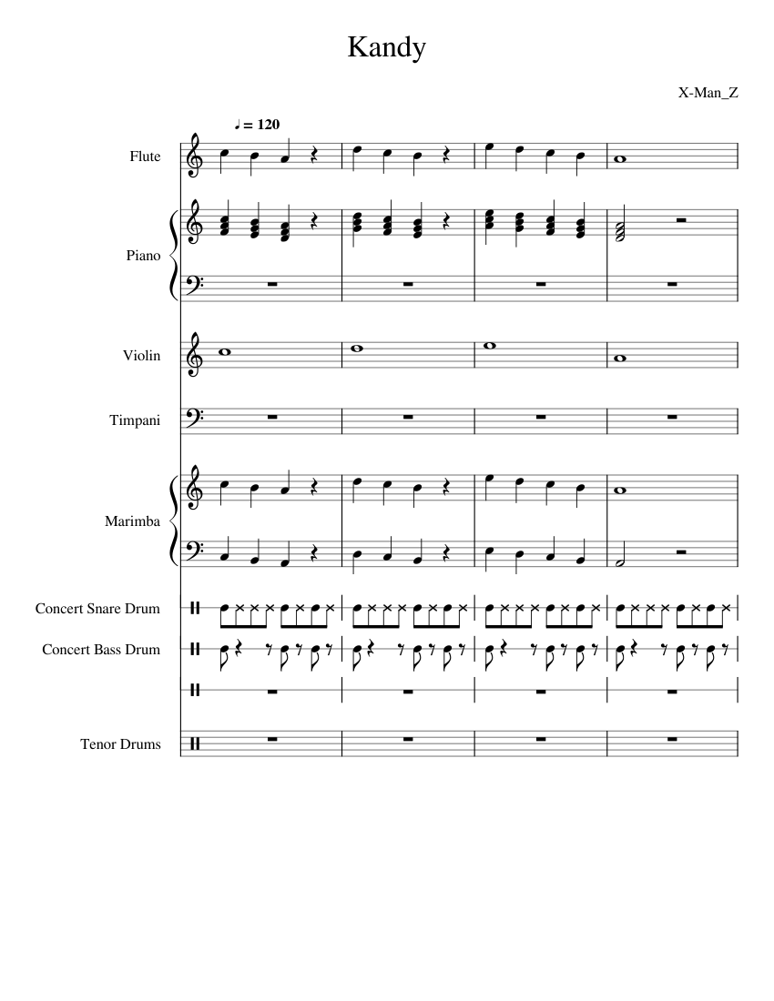 Kandy Sheet music for Piano, Flute, Timpani, Snare drum & more ...