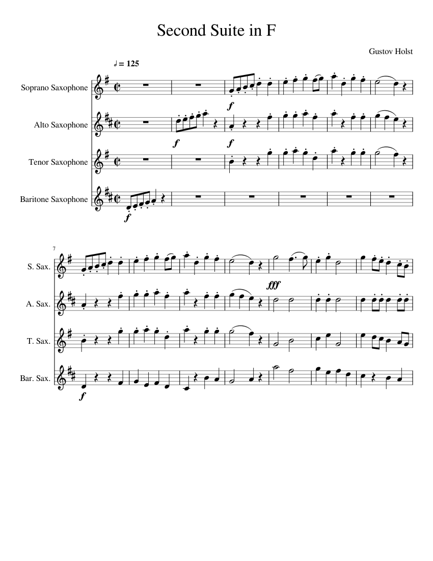 Second Suite Score Sheet music for Saxophone alto, Saxophone tenor ...