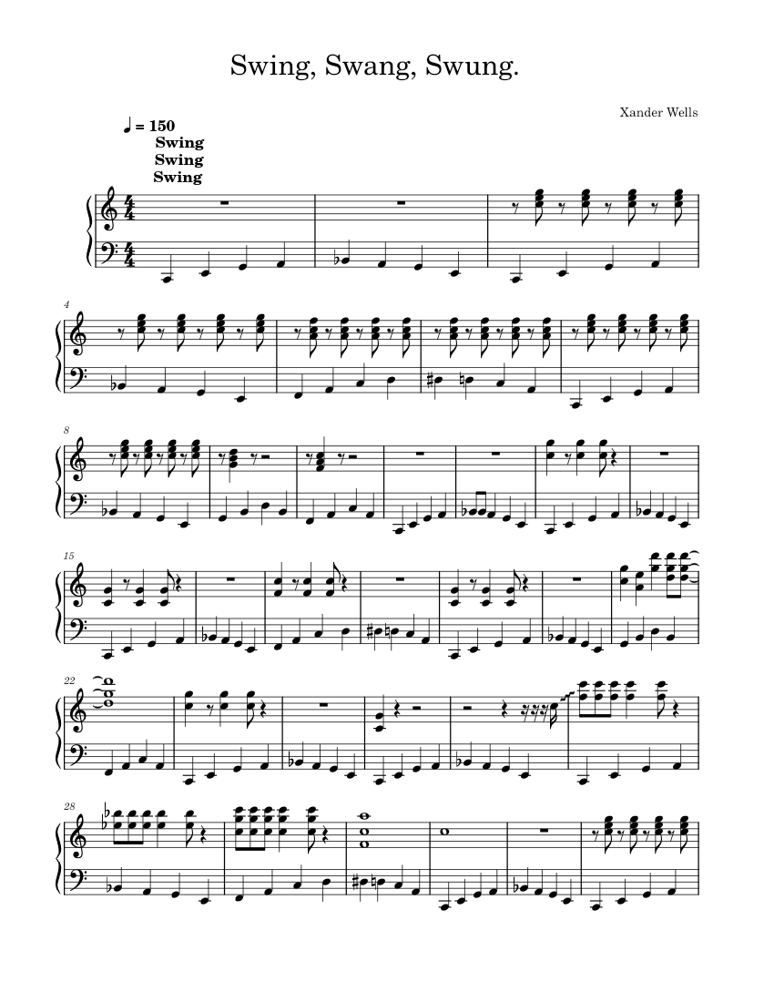Swing, Swang, Swung. - Xander Wells Sheet Music for Piano (Solo) | MuseScore.com