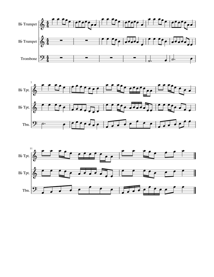 Diminution Sheet Music for Trombone, Trumpet in b-flat (Brass Trio ...