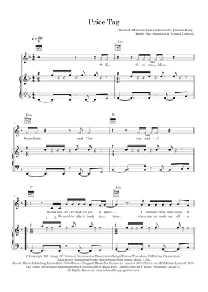 Play Official version of Price tag Sheet Music by Jessie J for Piano ...