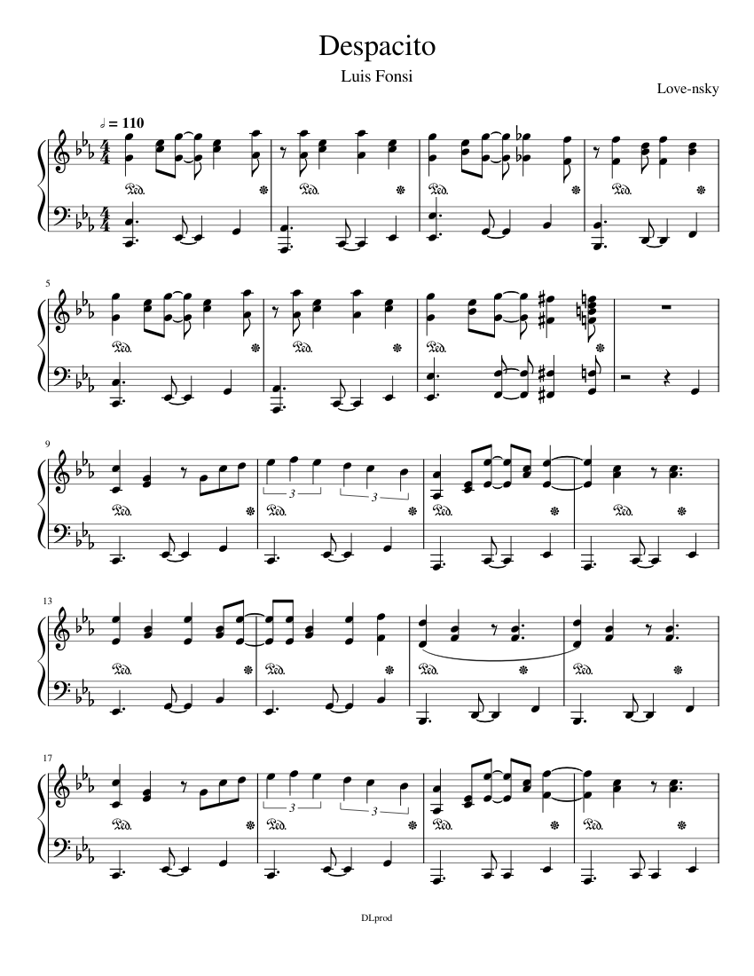 Despacito Sheet Music for Piano (Solo) | MuseScore.com