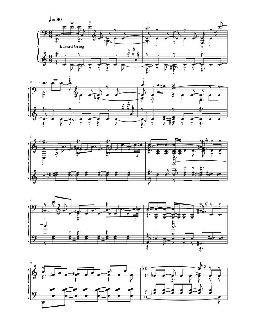 grieg nocturne Sheet music for Piano (Solo) | Musescore.com