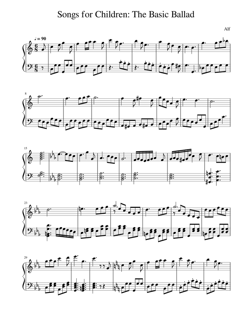 Songs for Children: The Basic Ballad Sheet music for Piano (Solo) Easy ...
