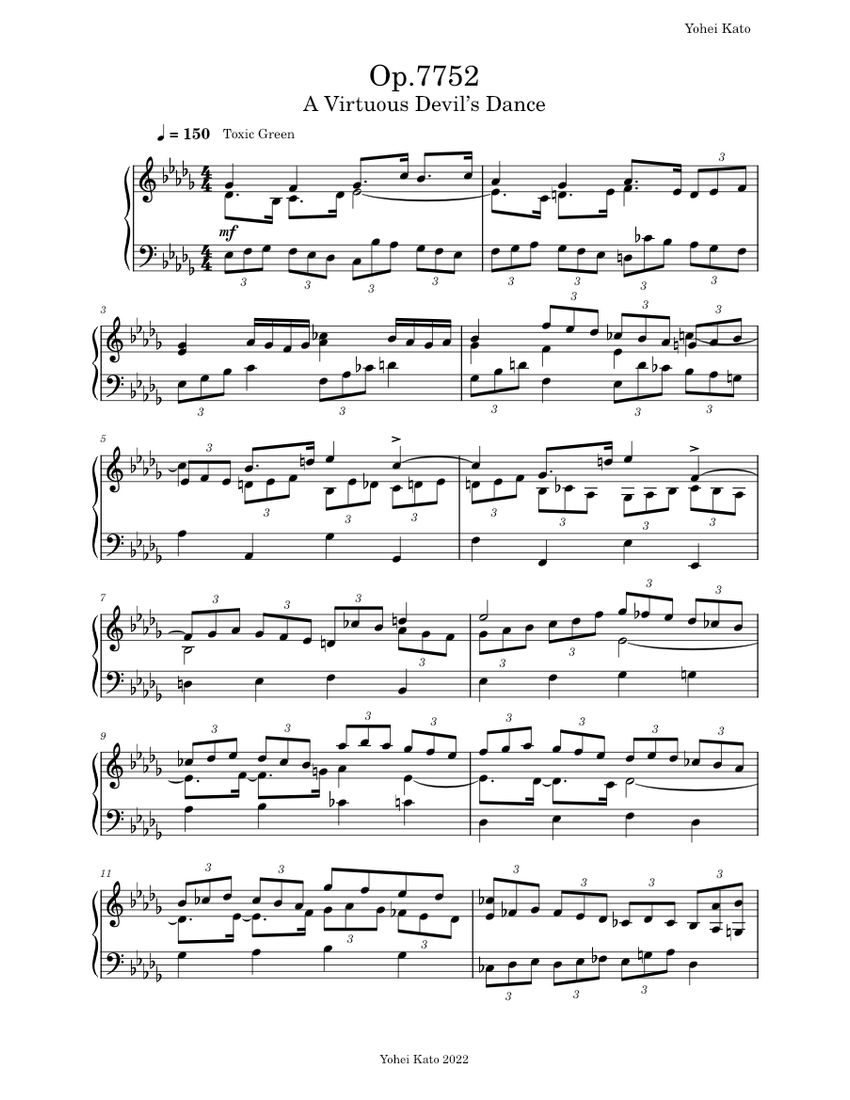 Op.7752 A Virtuous Devil’s Dance Sheet music for Piano (Solo ...