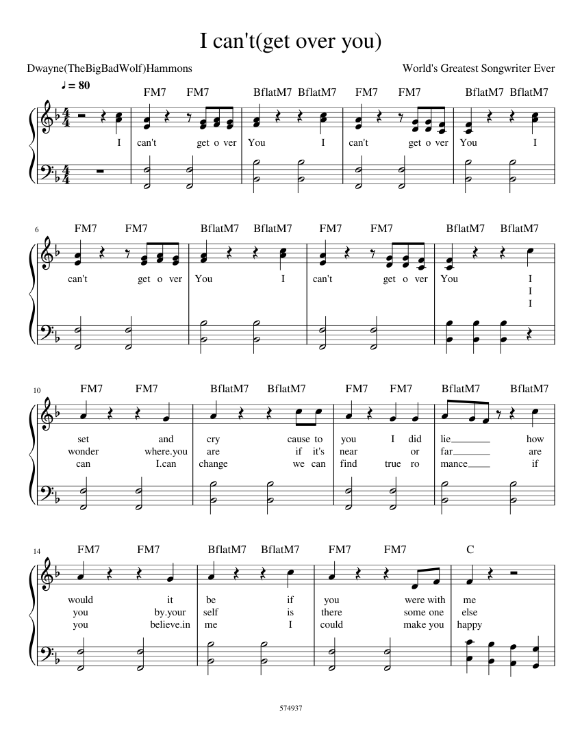 I can't get over you Sheet music for Piano (Solo) Easy | Musescore.com
