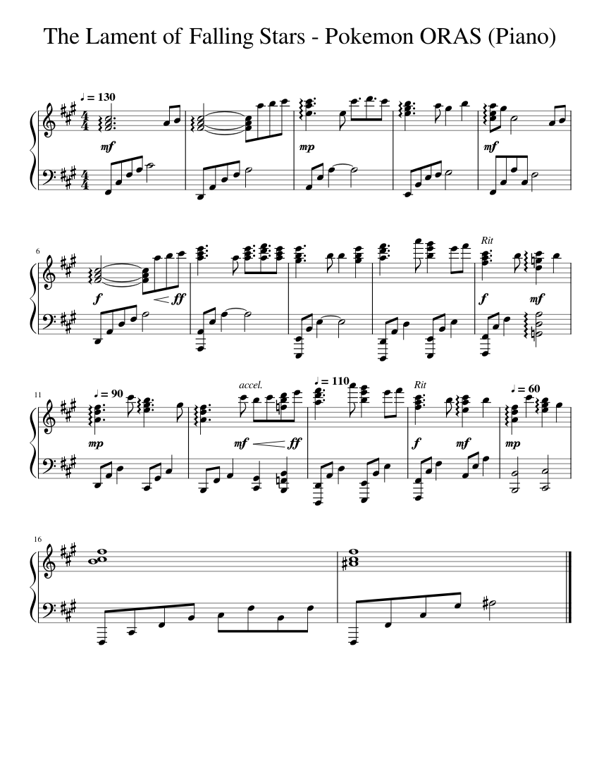The Lament of Falling Stars - Pokemon ORAS Piano Sheet music for Piano ...