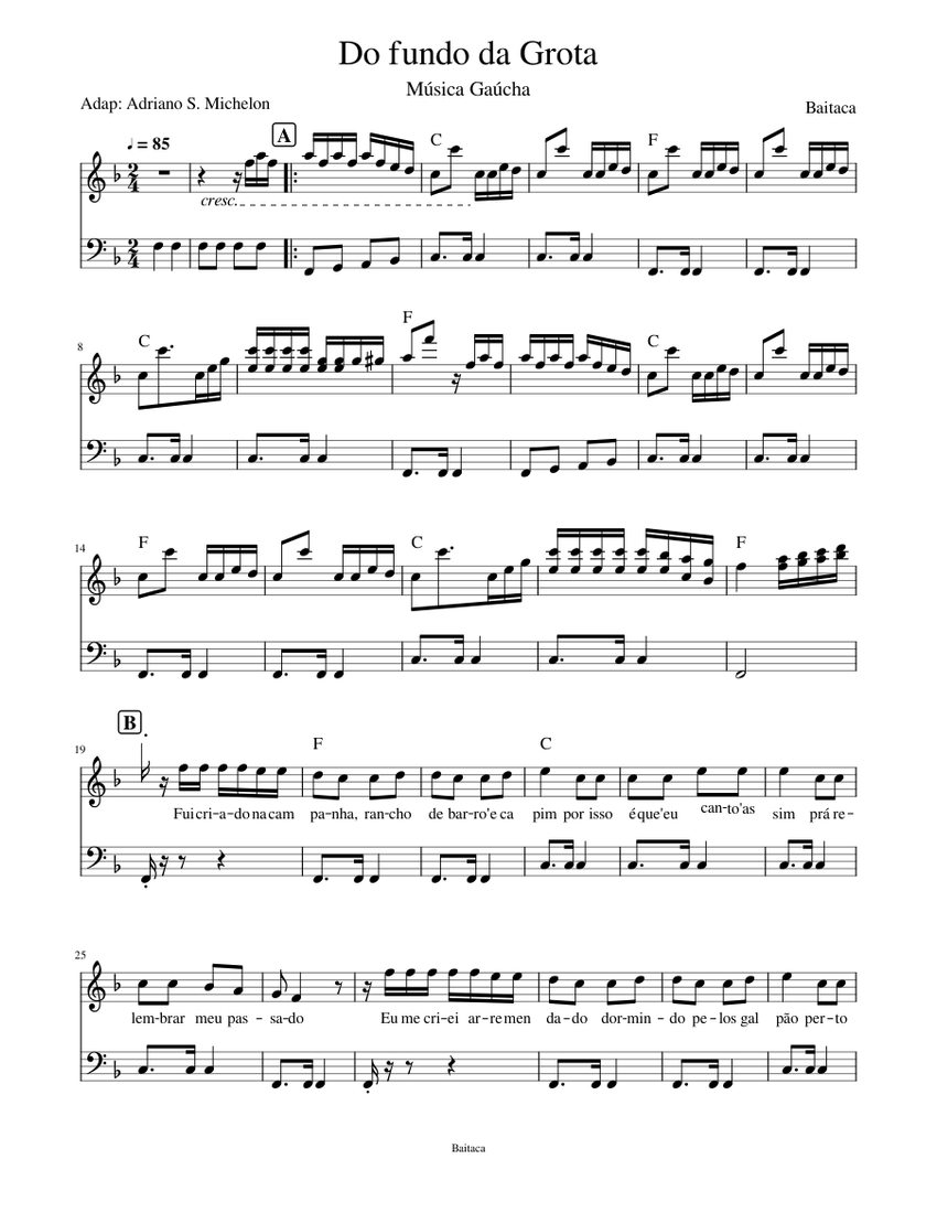 Do fundo da Grota (Adriano) Sheet music for Flute, Cello (Mixed Duet ...
