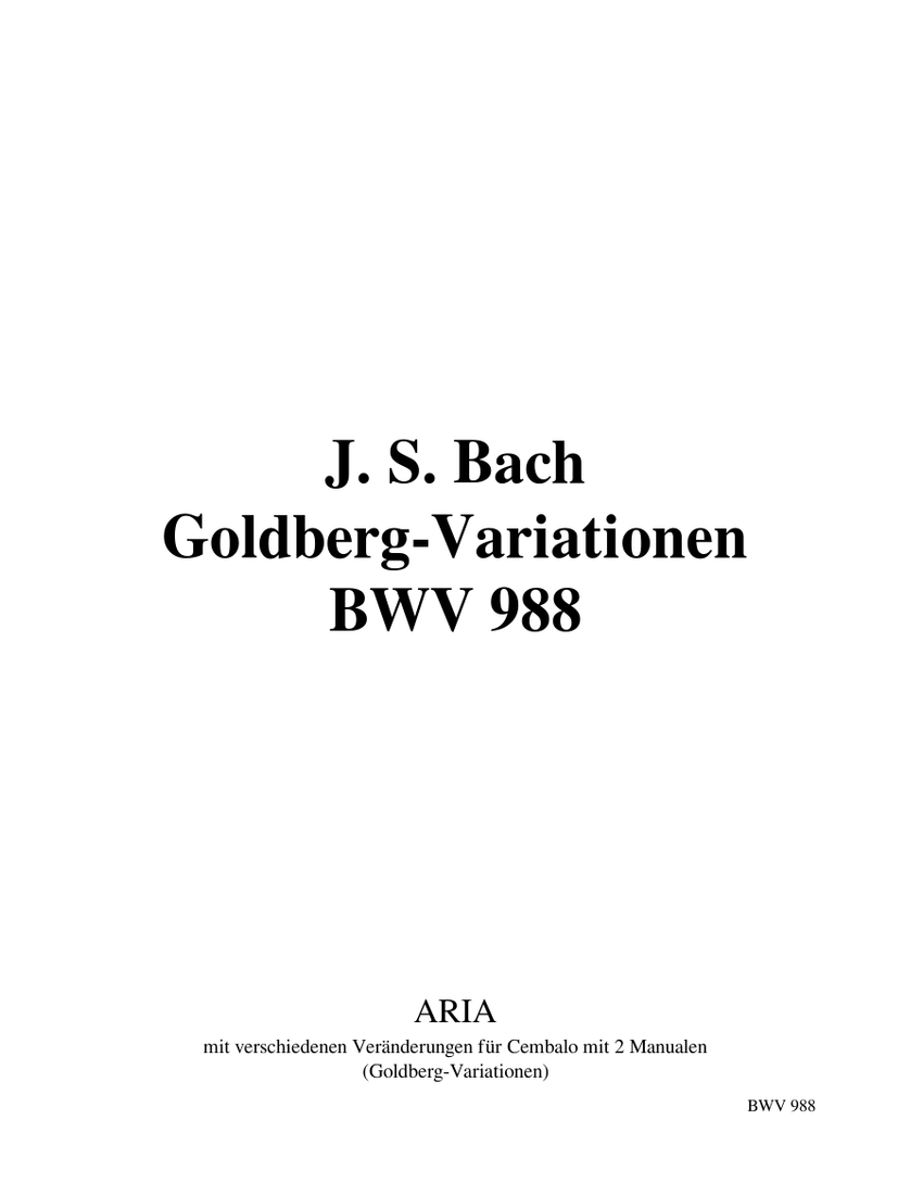 BWV 988 - Goldberg Variations Sheet Music for Piano (Solo) | MuseScore.com