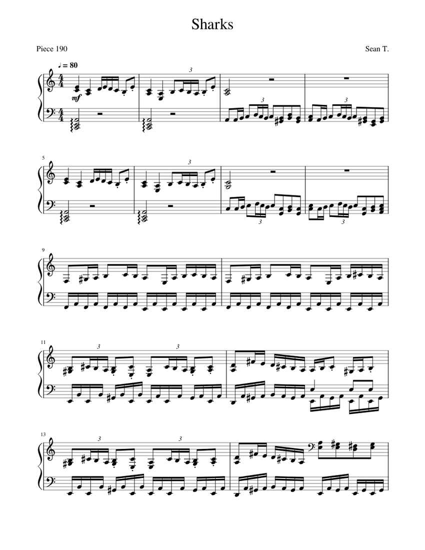 Sharks Sheet music for Piano (Solo) | Musescore.com