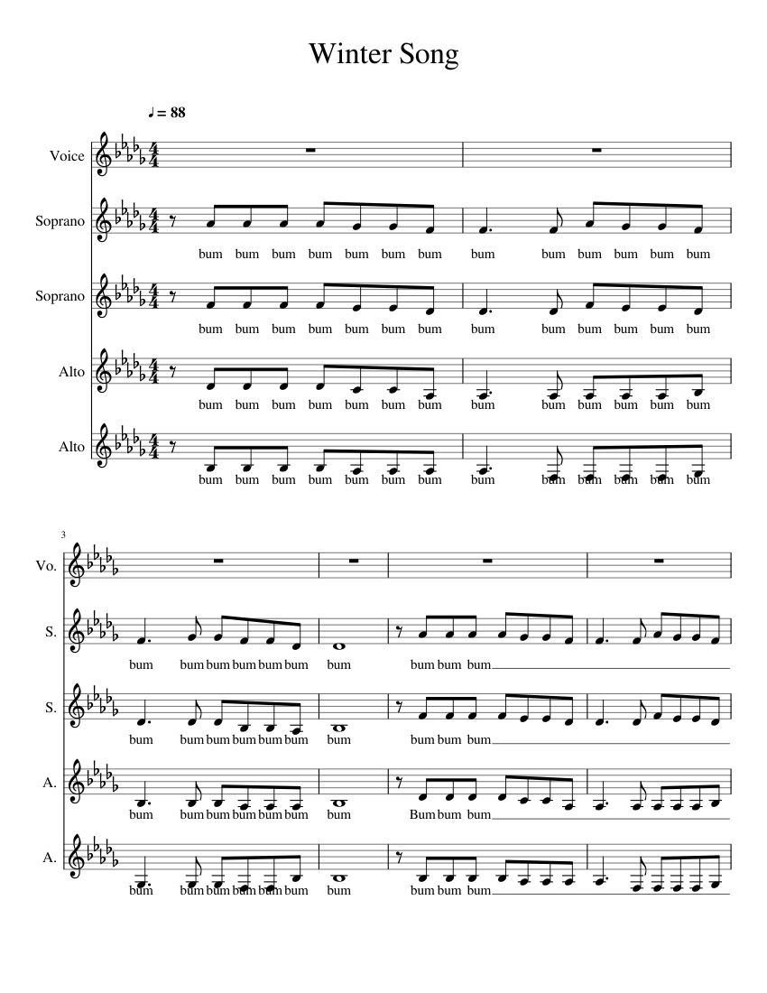 Winter Song Sheet music for Soprano, Alto, Vocals (Choral) | Musescore.com