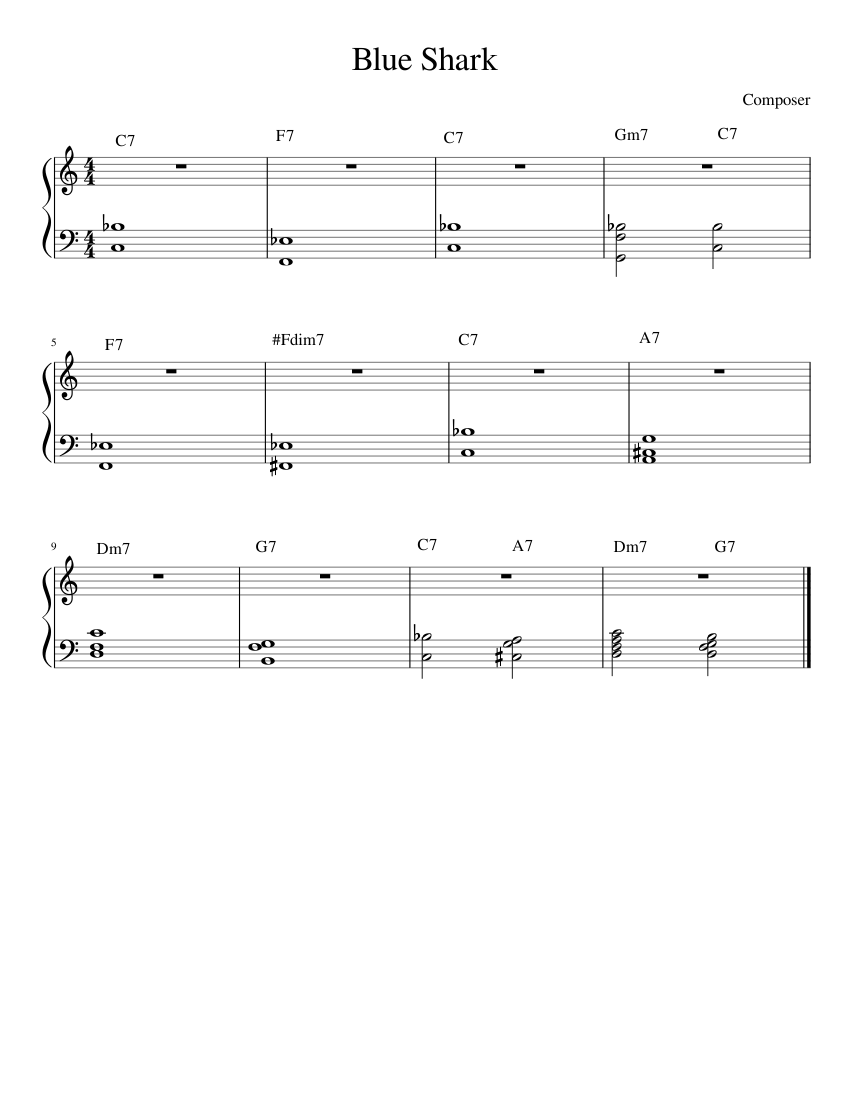 Blue Shark Dyad Sheet music for Piano (Solo) Easy | Musescore.com