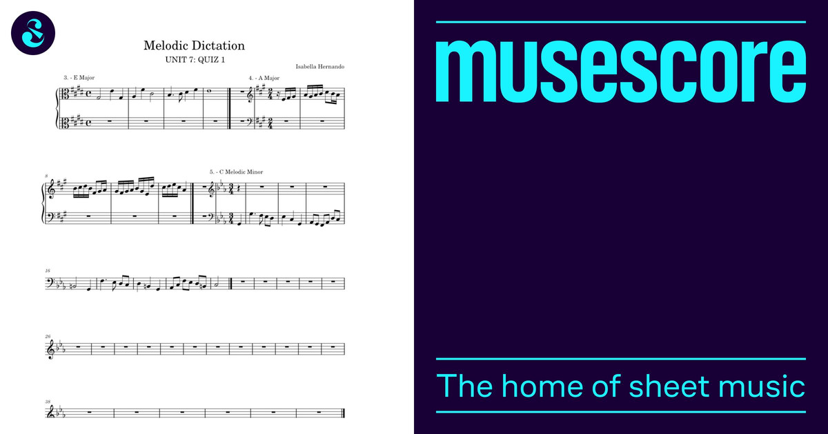 Melodic Dictation Unit 7 Quiz 1 Sheet music for Piano (Solo) Easy ...