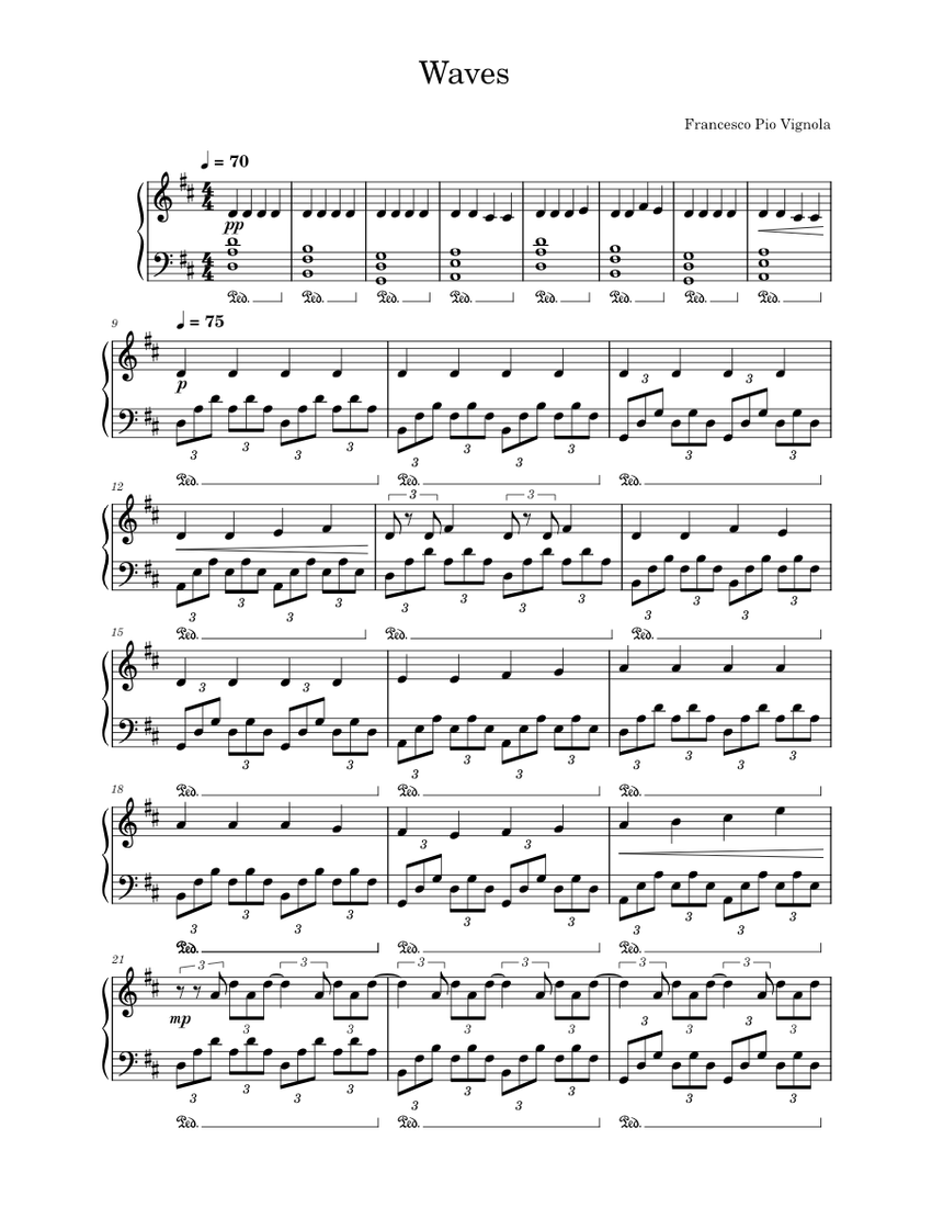 Waves Sheet music for Piano (Solo) | Musescore.com