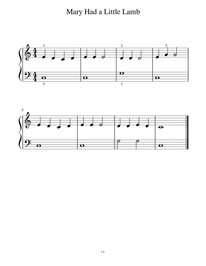 Mary Had a Little Lamb Sheet music for Piano (Solo) | Musescore.com