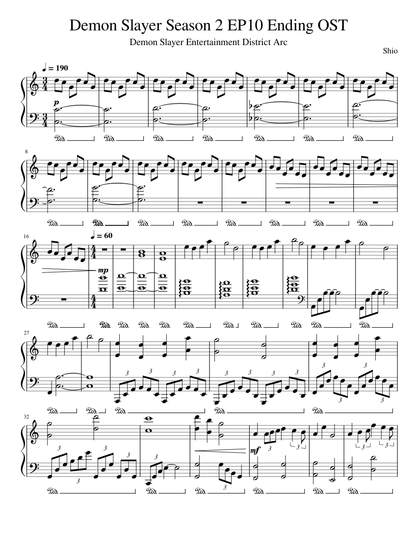 Demon Slayer Entertainment District Arc Episode 10 Ending Song 【Piano ...