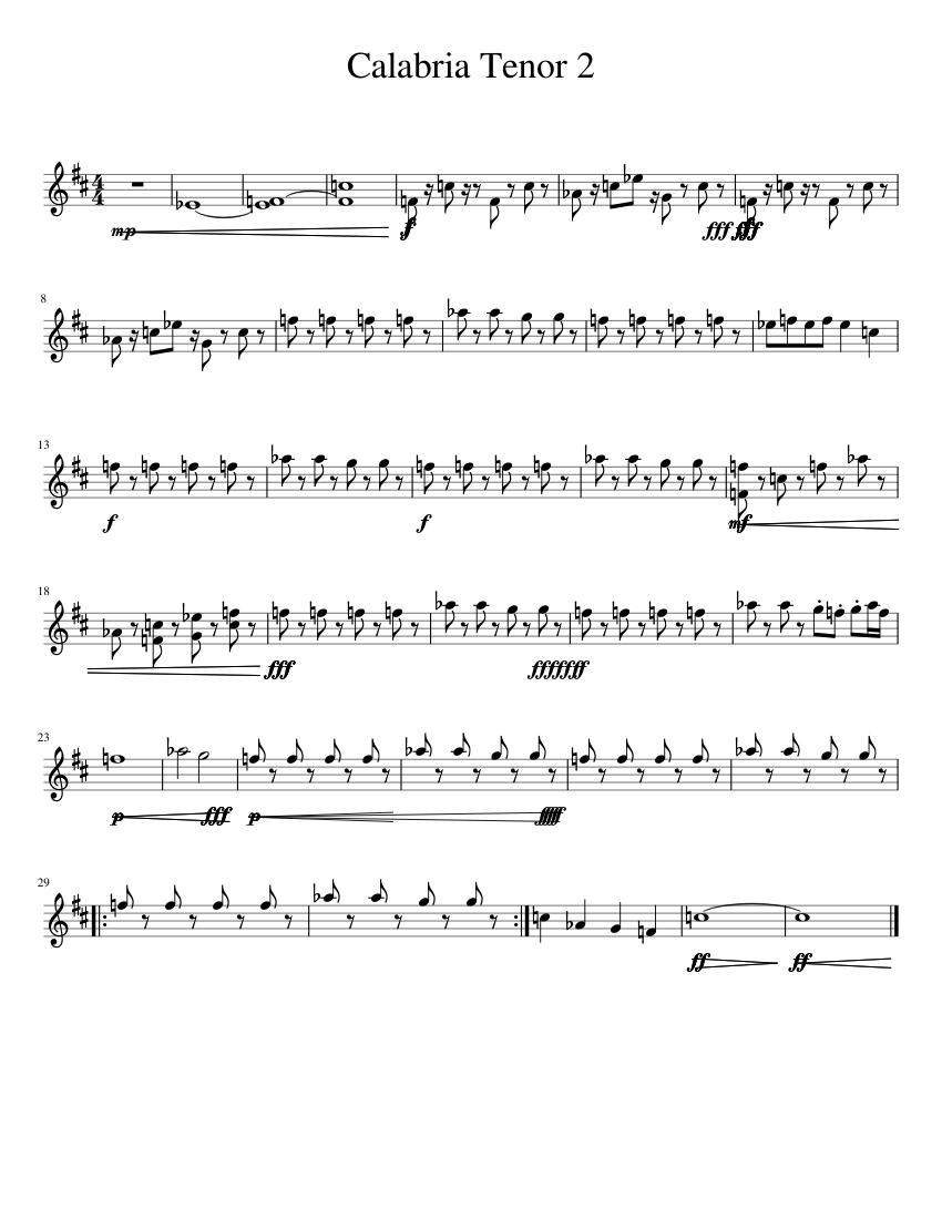 Calabria Tenor 2 Sheet music for Saxophone tenor (Solo) | Musescore.com