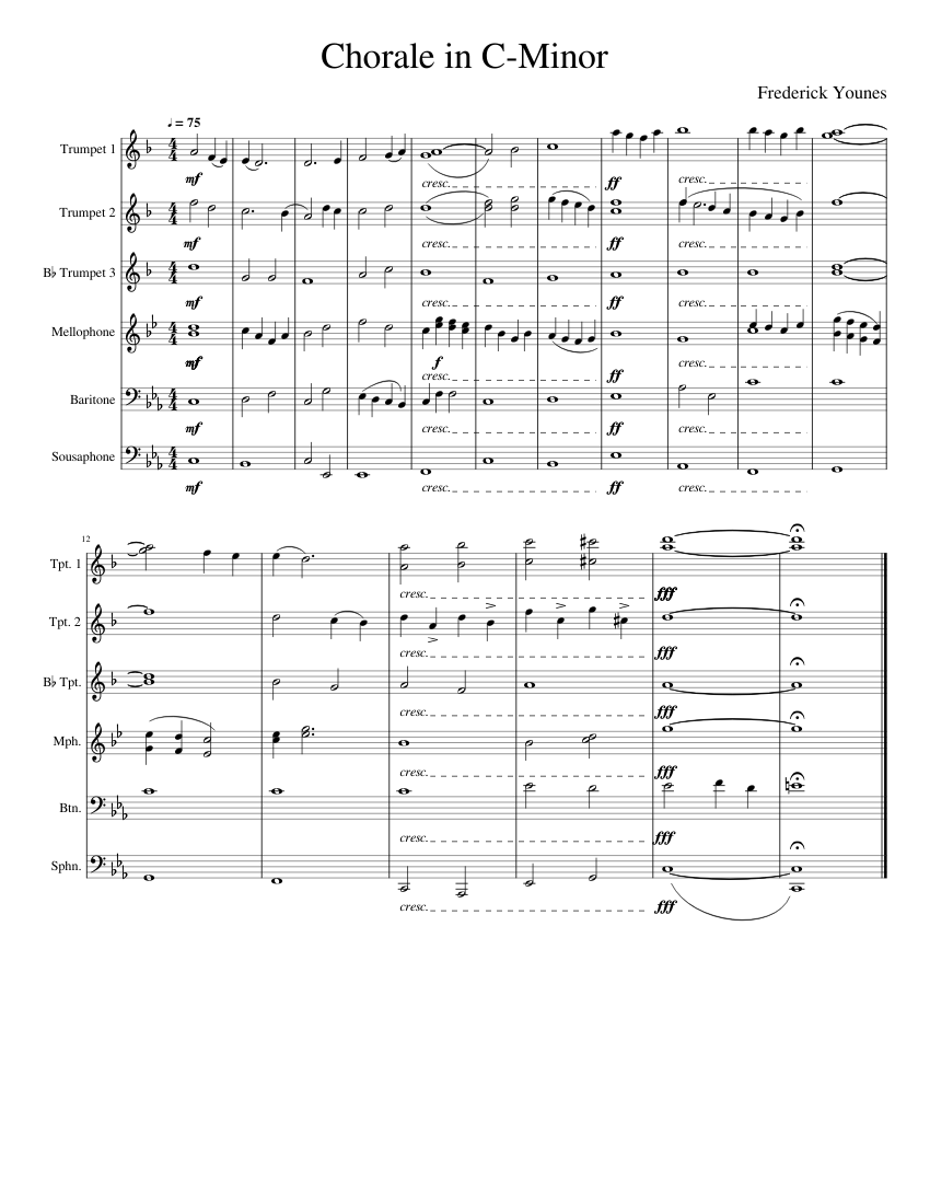 Chorale in C-Minor final Sheet music for Mellophone, Trumpet in b-flat ...