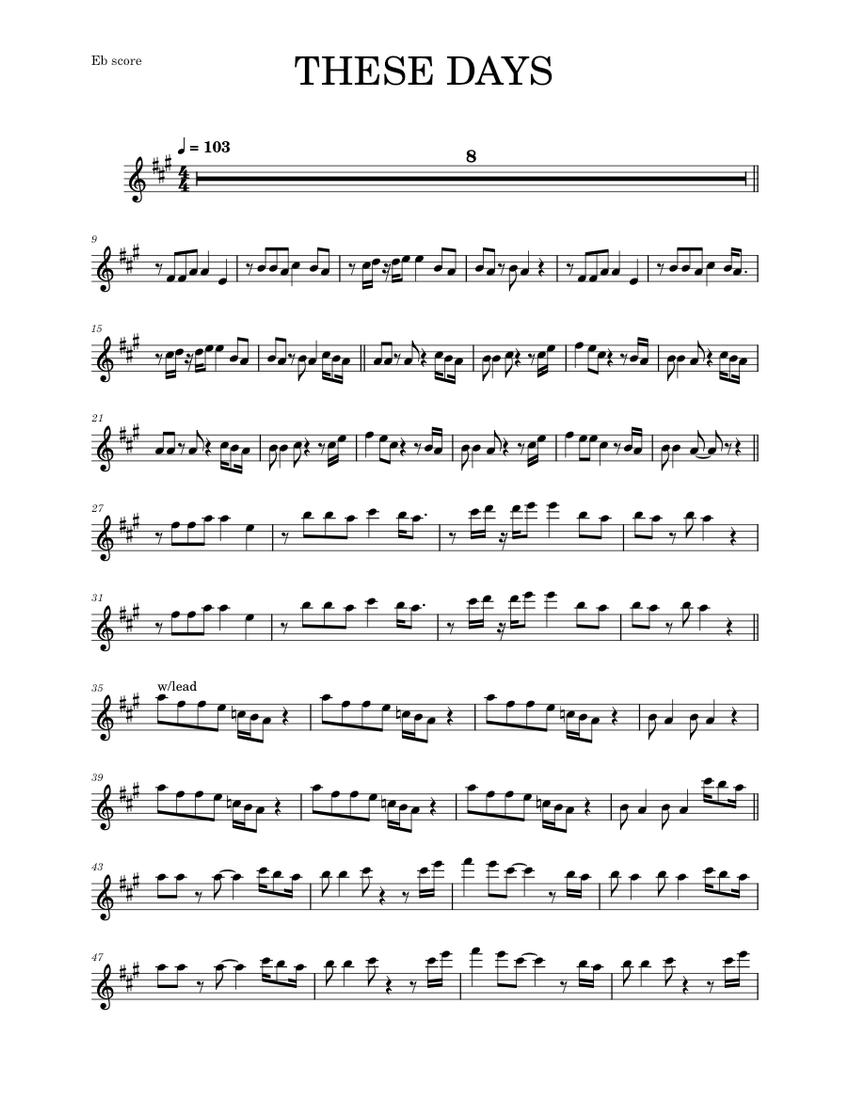 These days – Rudimental (ALTO SAX RMX) Sheet music for Saxophone alto ...