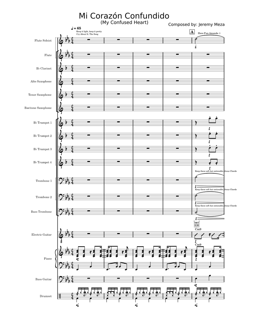 My Confused Heart Sheet music for Piano, Trombone, Trombone bass, Flute ...