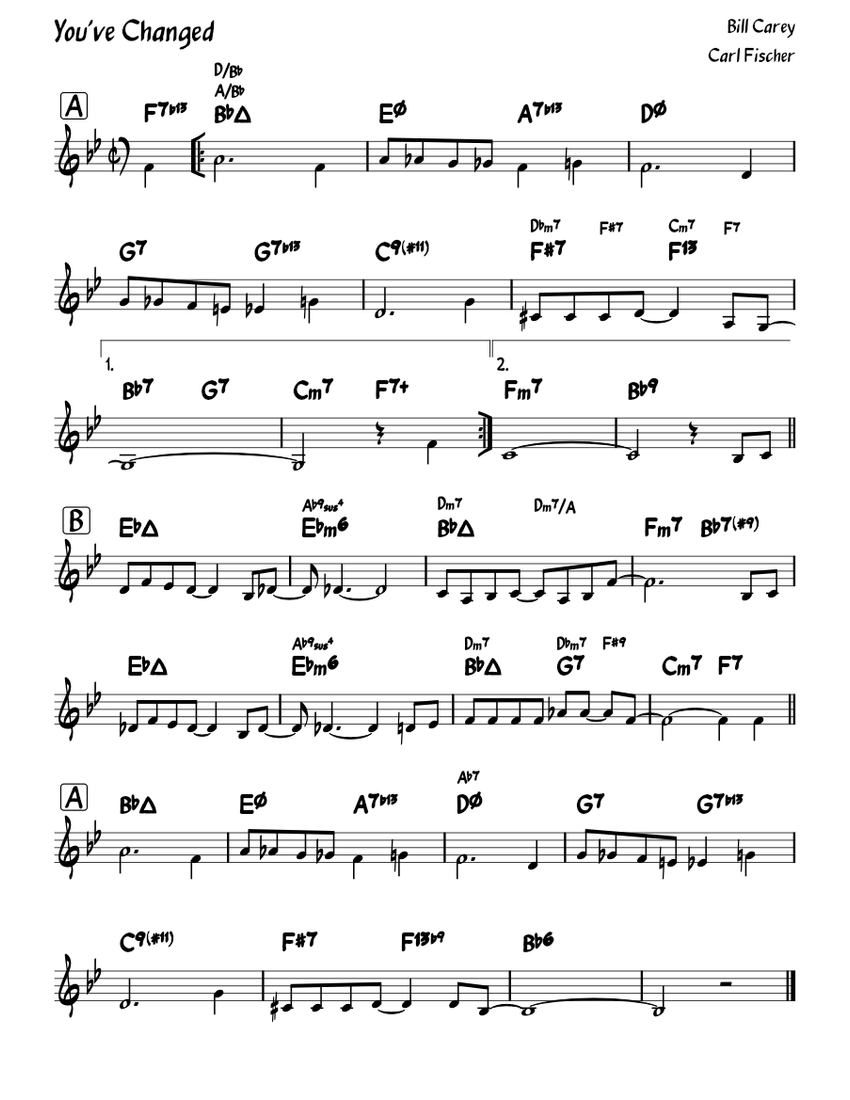 You've Changed Sheet music for Piano (Solo) Easy | Musescore.com