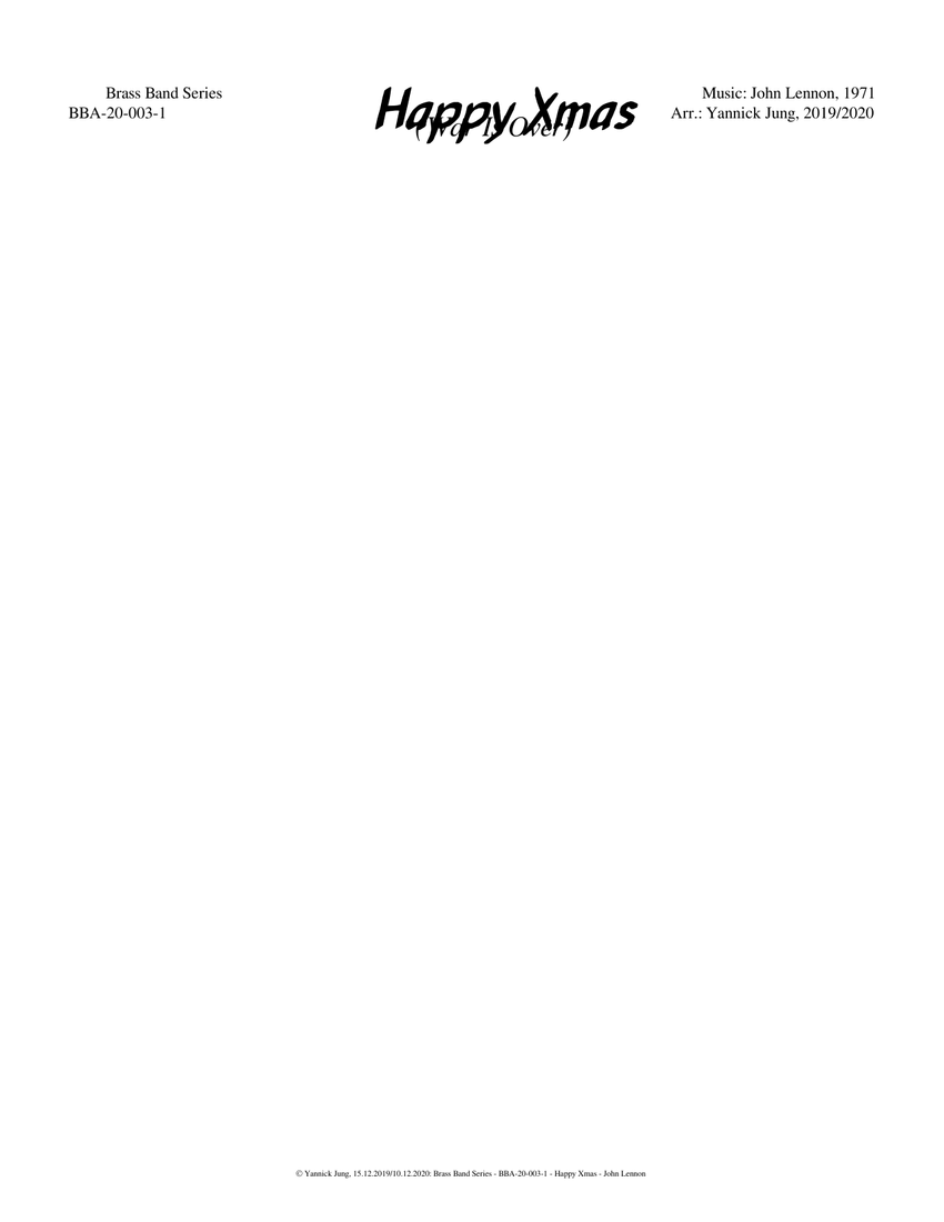 Happy Xmas (War Is Over) – John Lennon HAPPY XMAS Sheet Music for ...