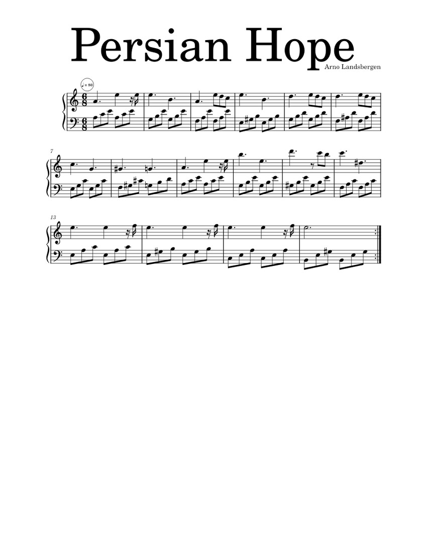 Persian Hope Sheet music for Piano (Solo) | Musescore.com