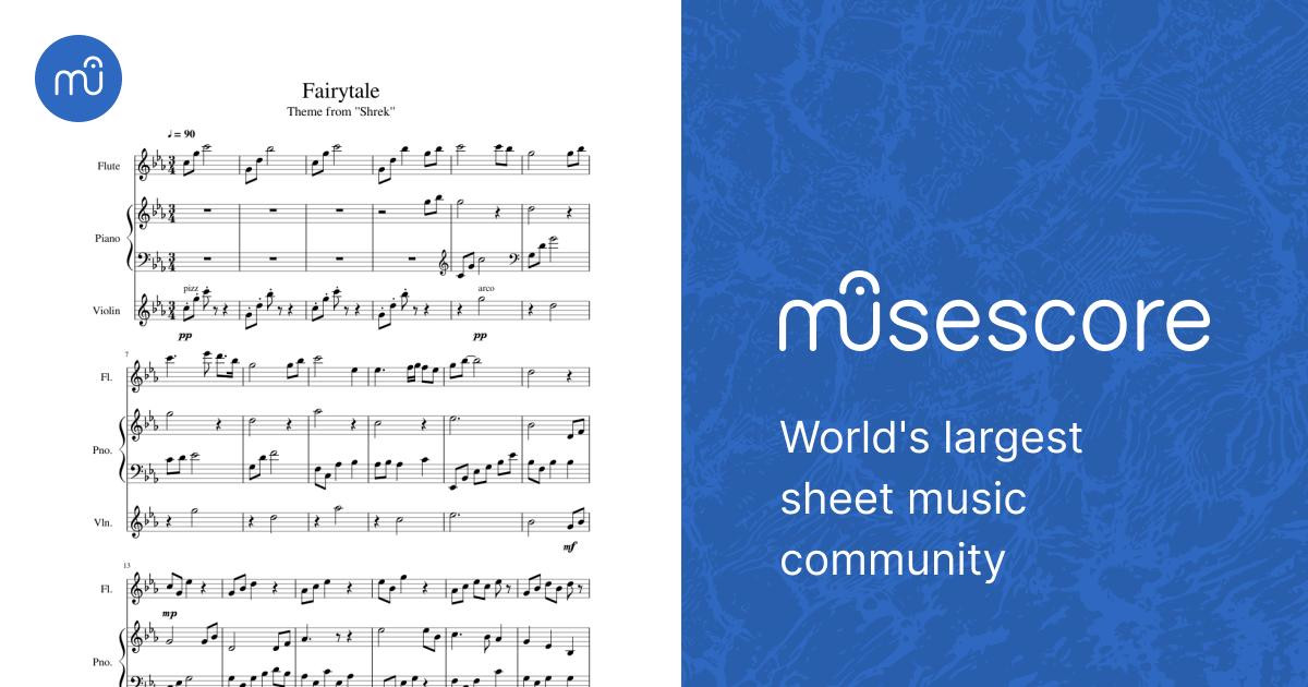 Fairytale Theme From "Shrek" Sheet Music for Piano, Flute, Violin ...