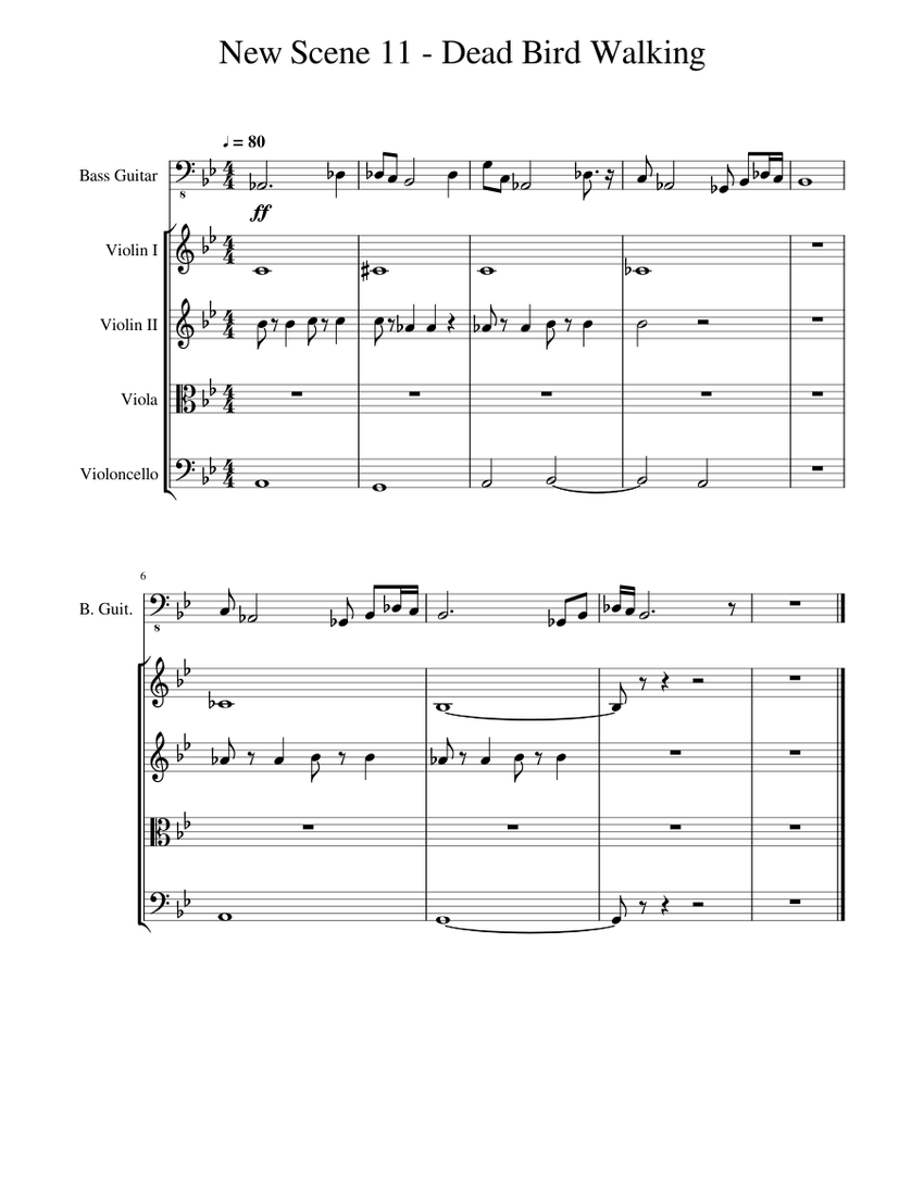 New Scene 11 Dead Bird Walking Sheet music for Violin, Viola, Cello ...